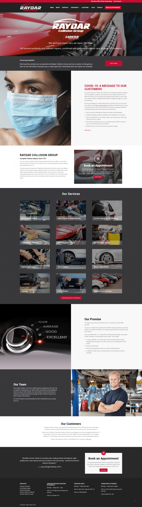 Raydar Collision Group - Wordpress Web Design | 1st on the List