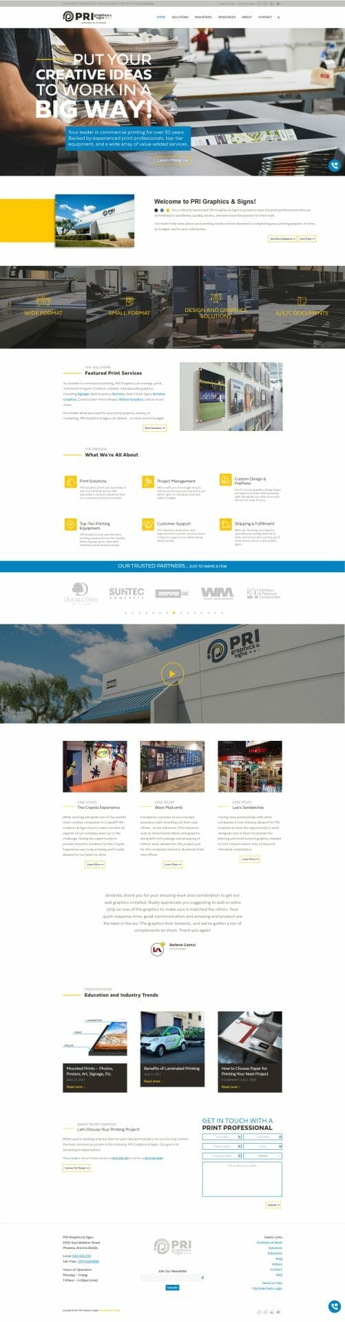 Print Shop Website Design - Redesign | PRI Graphics and Signs